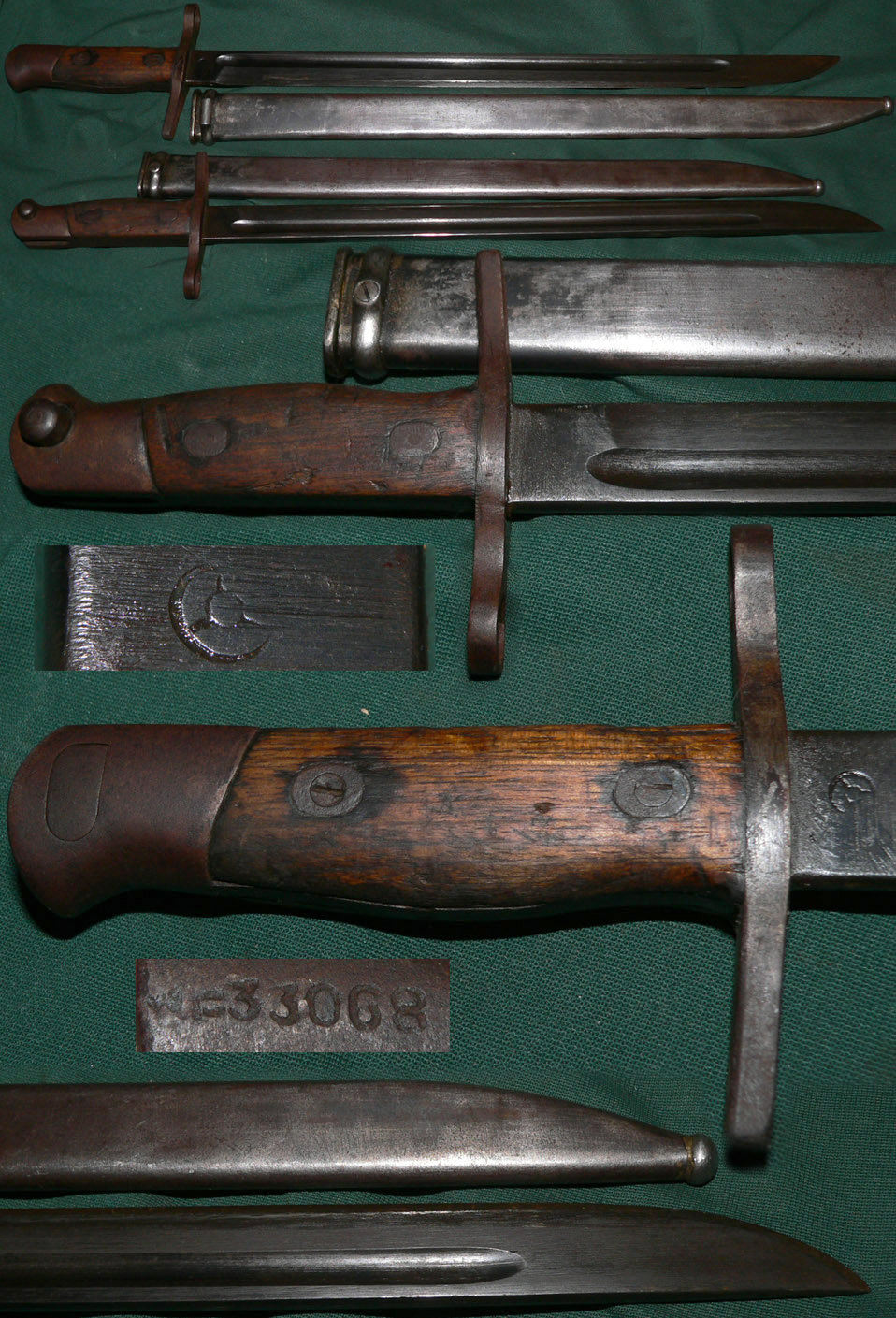 Arisaka bayonet by Mukden Arsenal, bird pommel, straight quillon, blued ...