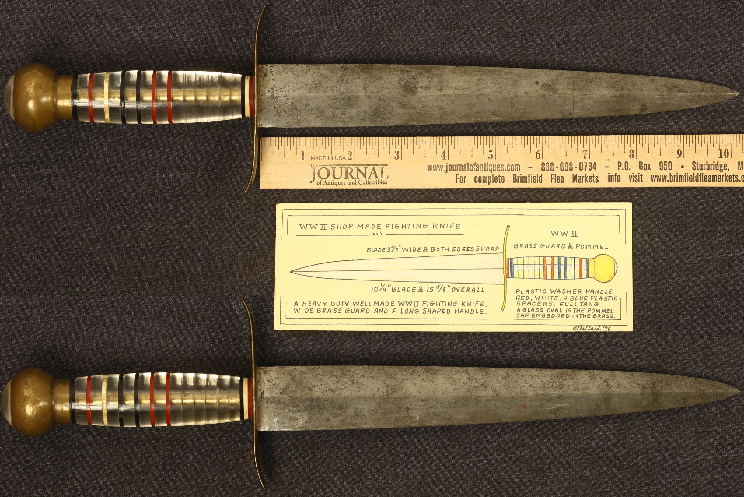 massive Soldier made "Arkansas toothpick" bowie, red/white/blue/clear ...