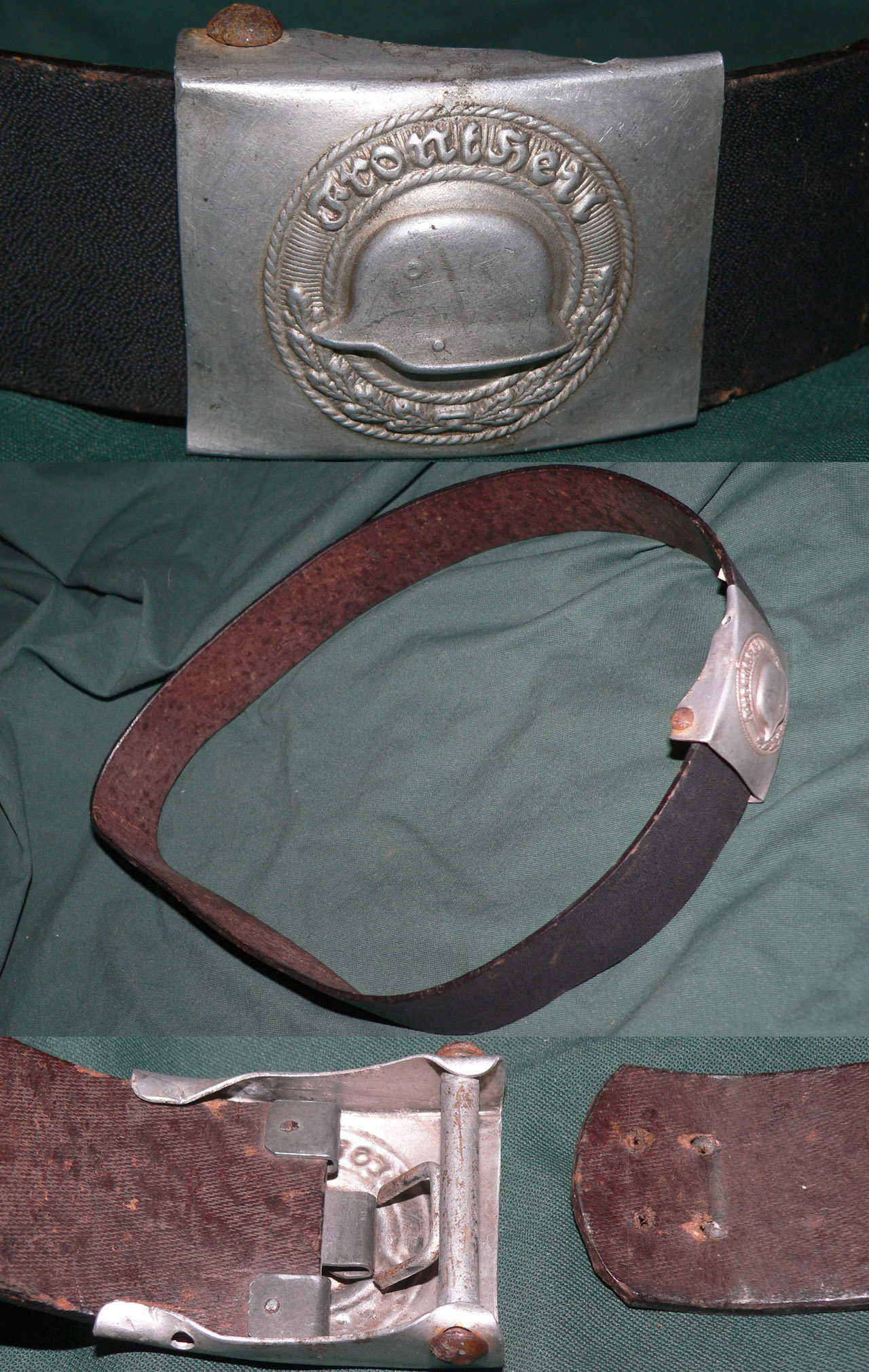 "Front Heil" veteran's organization buckle with belt