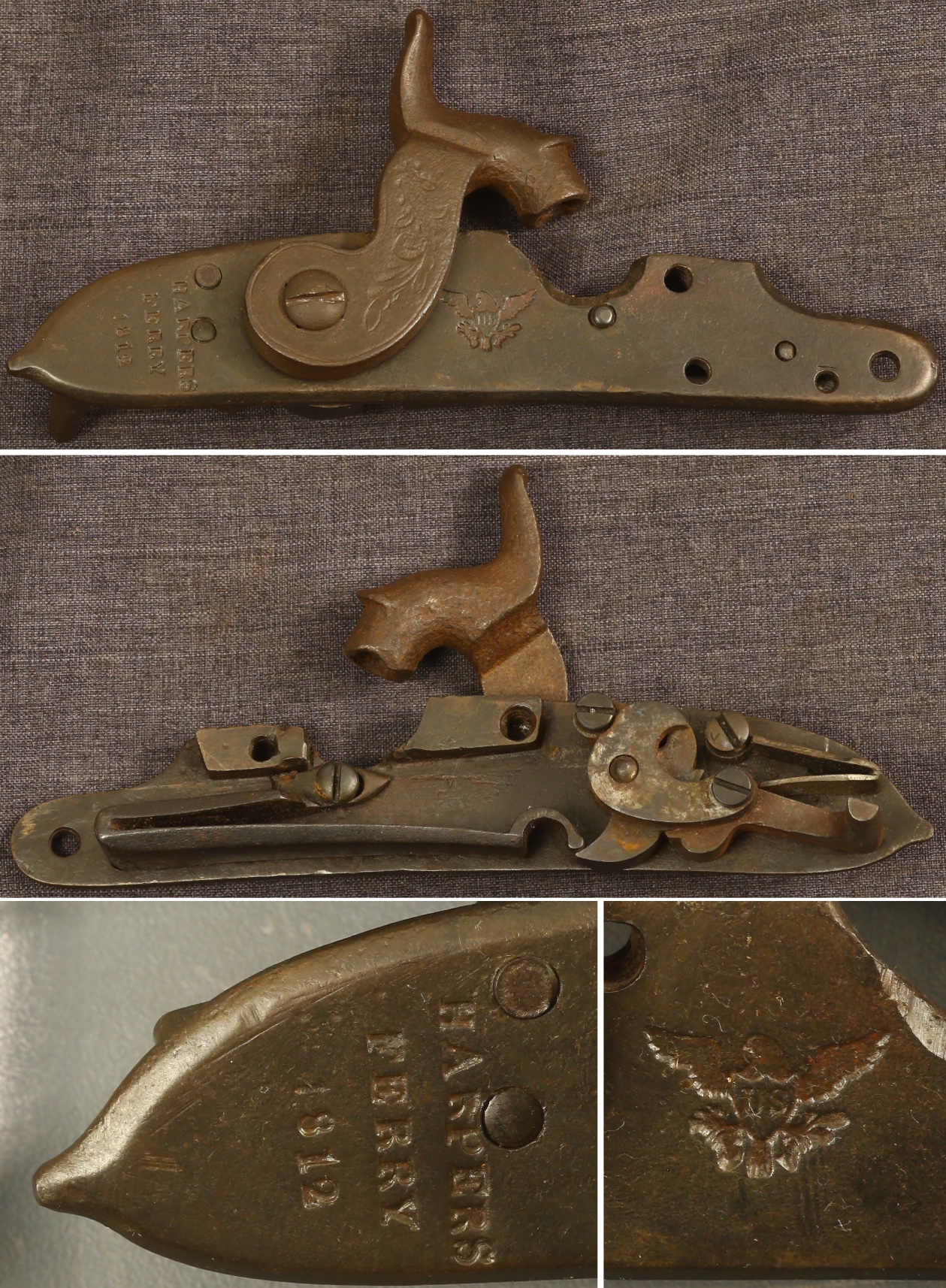 Harpers Ferry M1795 complete percussion conversion lock, dated 1812