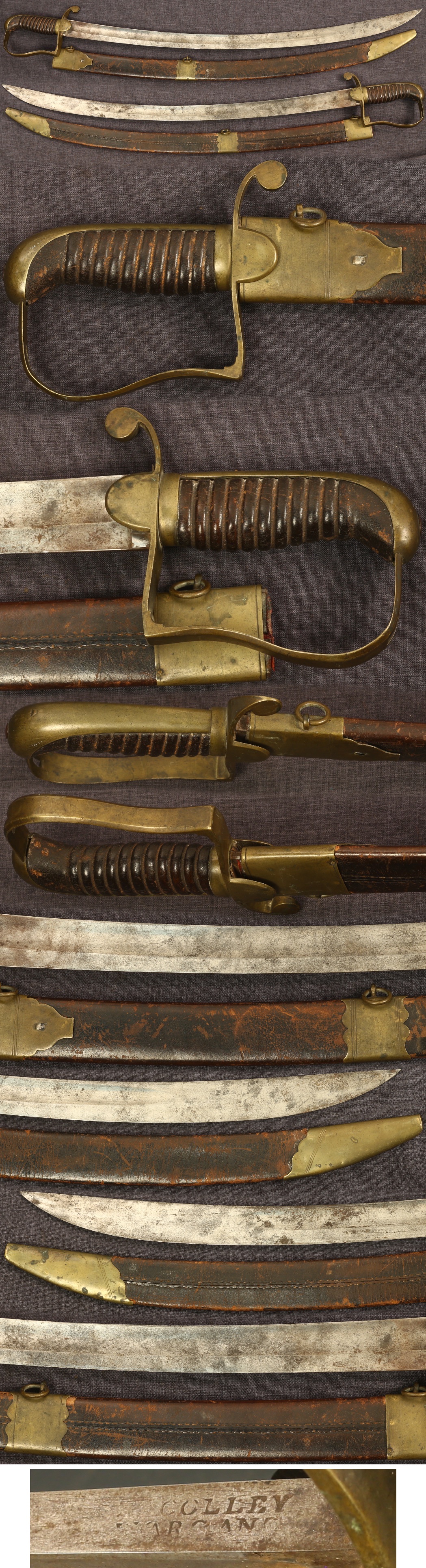 C1820-30 reverse-P guard "dovehead" sabre with scabbard, marked ...