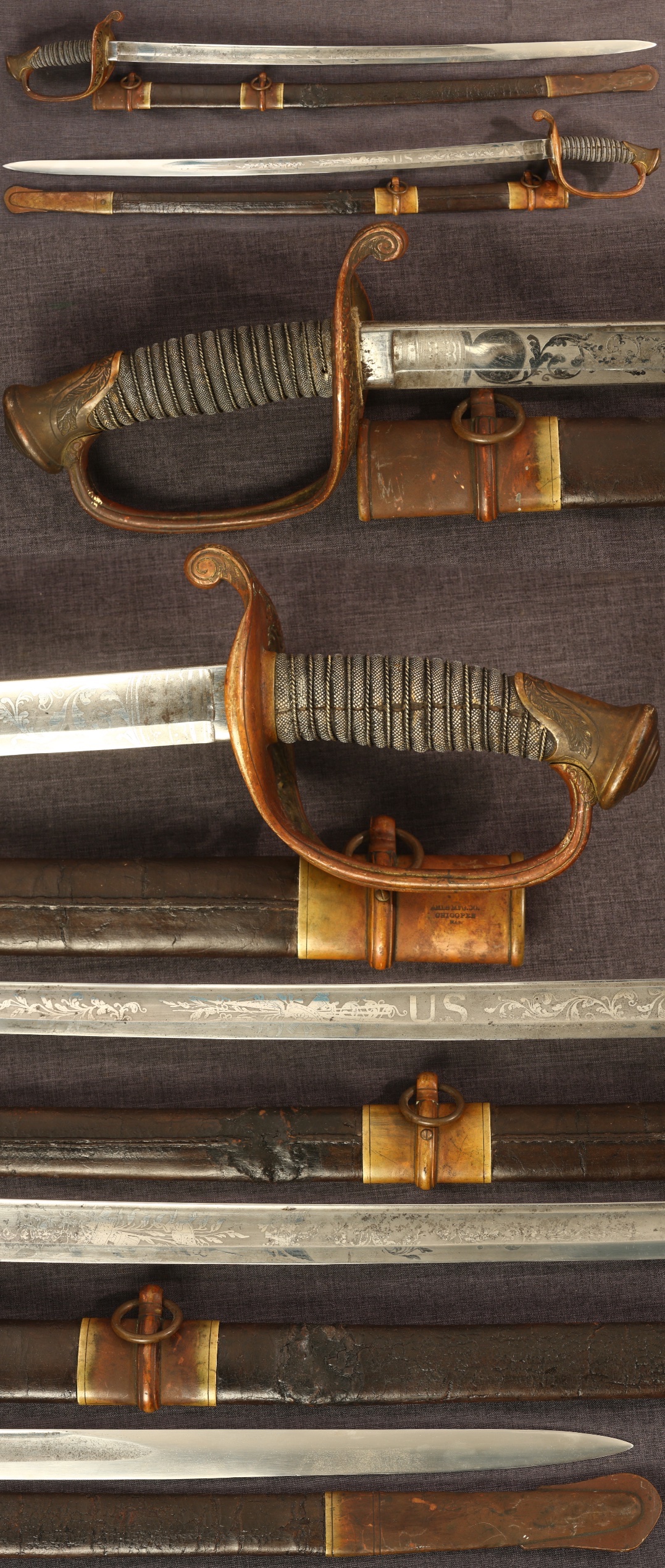 Ames M1850 Foot Officer sword with matching Ames marked scabbard