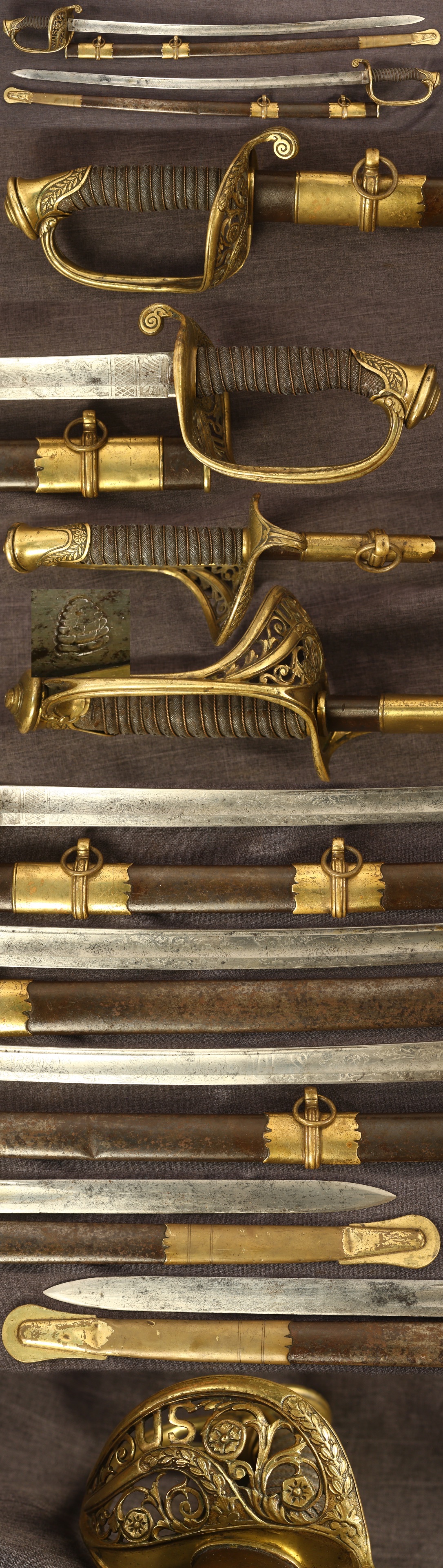 M1850 US Staff and Field sword and scabbard, blade with beehive ...