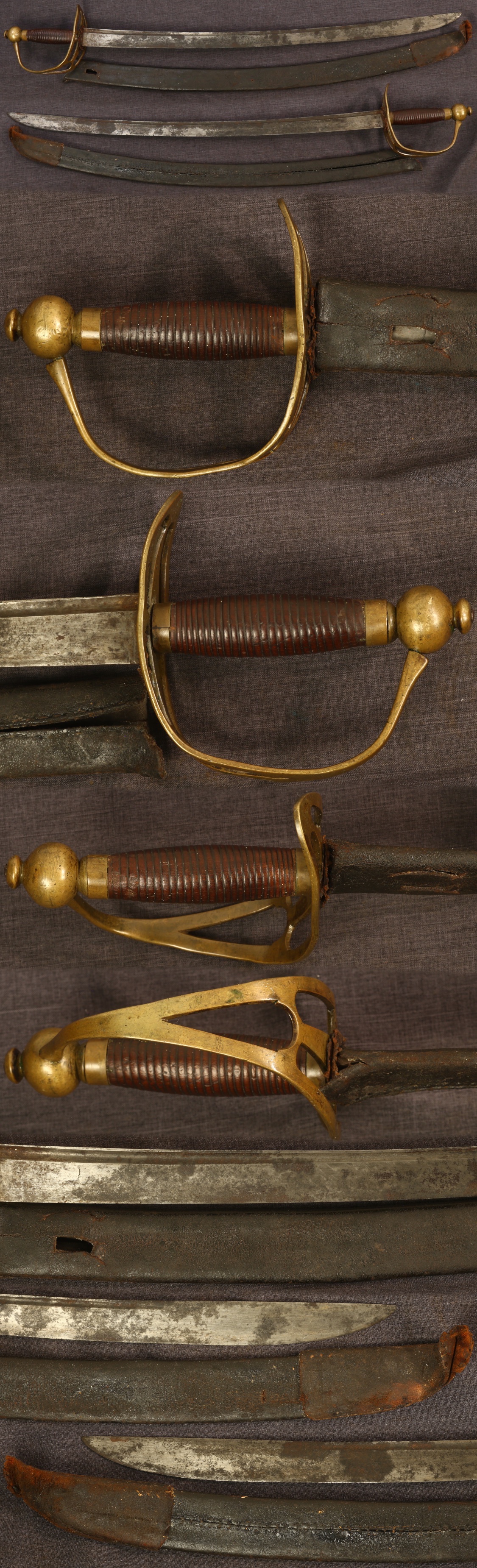 C1770-80 Horseman's sabre with scabbard, open work guard, ridged cherry ...