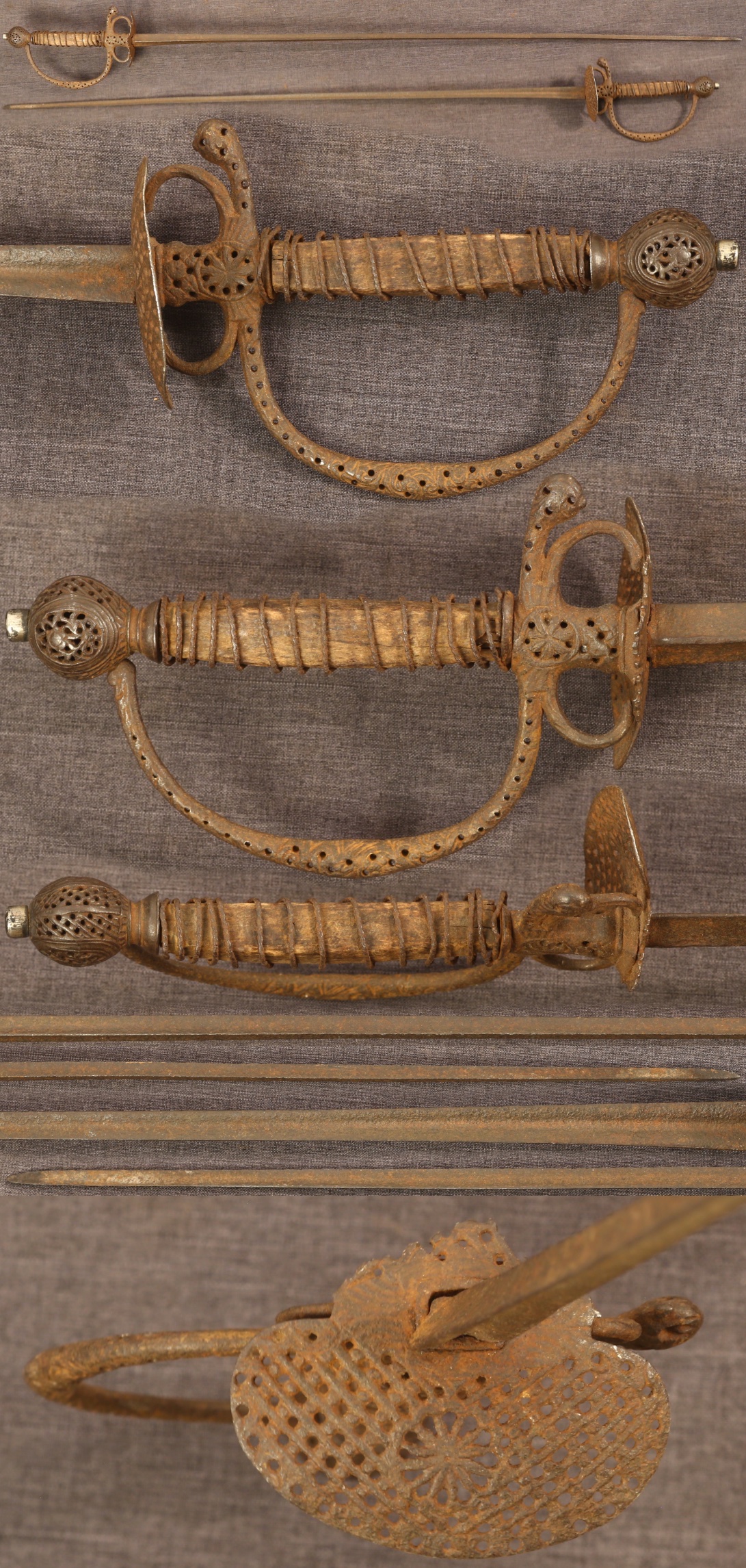 C1700-50 Iron hilted sword with extensively pierced intricate hilt