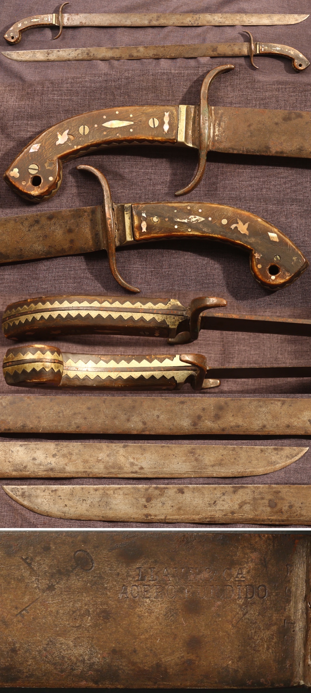 straight Philippine long machete (24" blade) with horn and mother-of ...